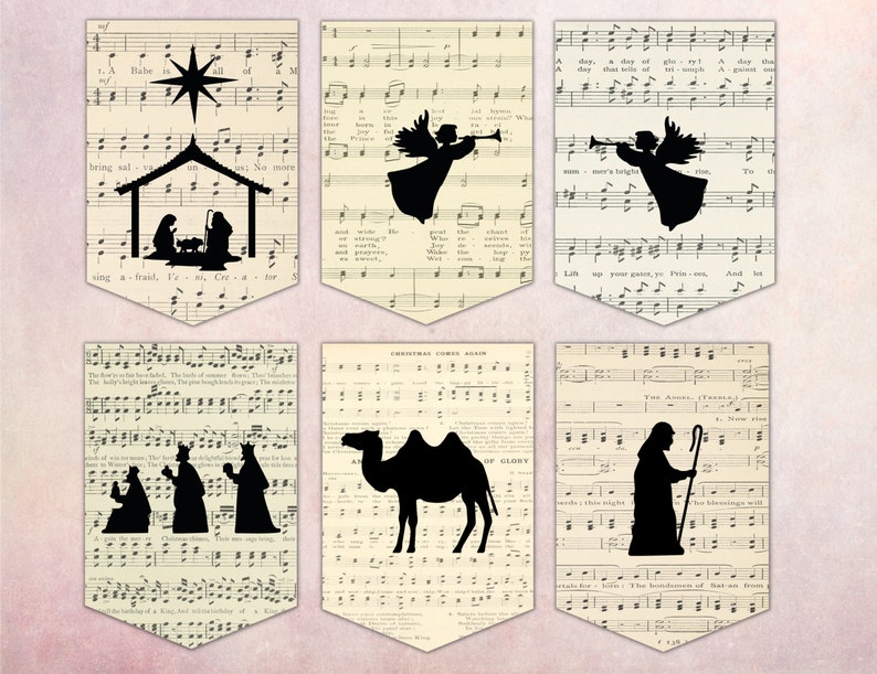 Christmas Nativity Bunting Flags, Christmas Mantle Garland Nativity ...