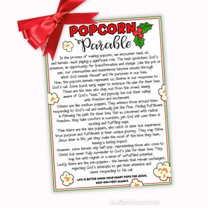 Christmas Popcorn Parable Printable, Parable of the Popcorn Lesson ...