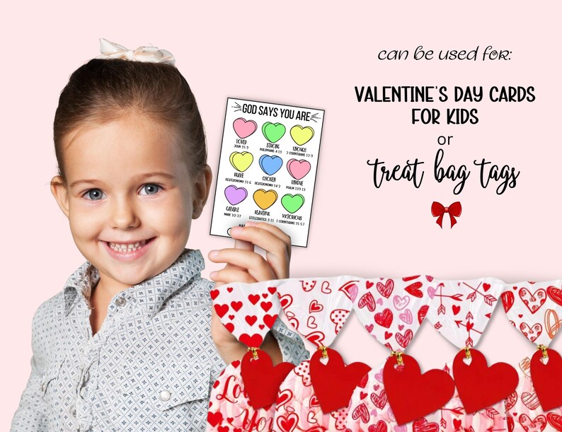 Valentine's Day Bible Verse Scripture Cards for Kids, God Says You Are ...