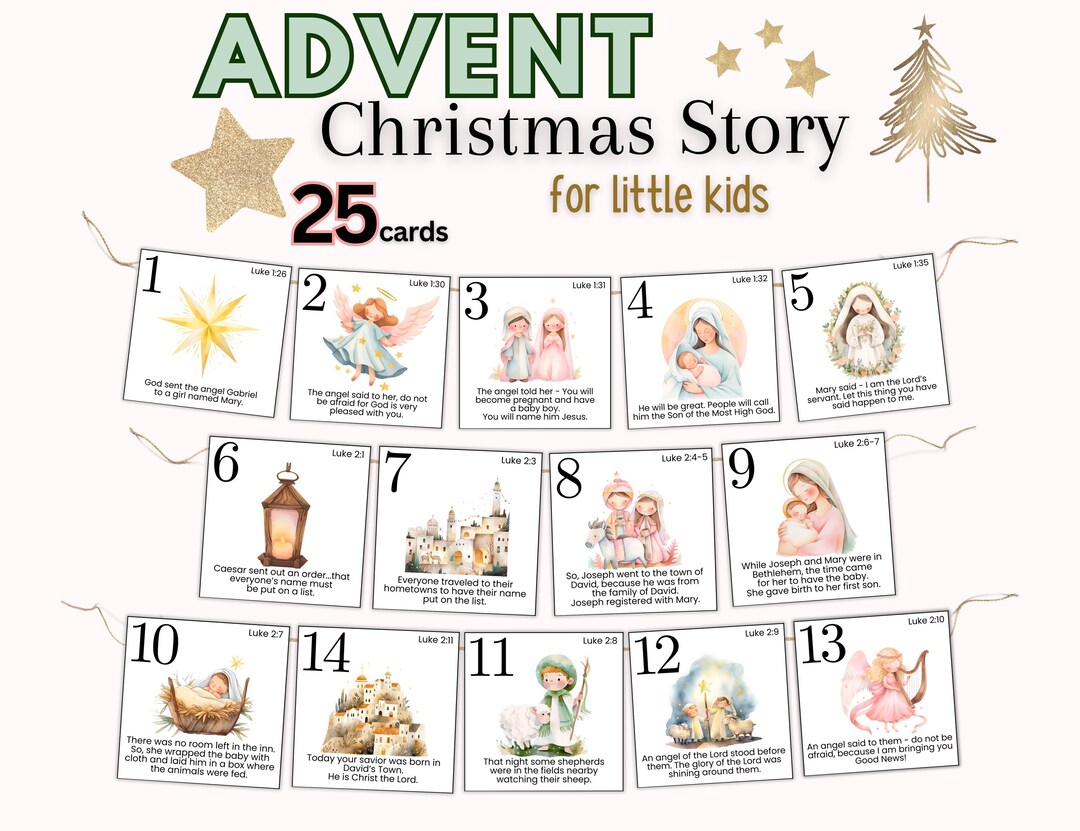 Advent Scripture Cards for Kids, Advent Cards for Kids, Nativity Advent ...