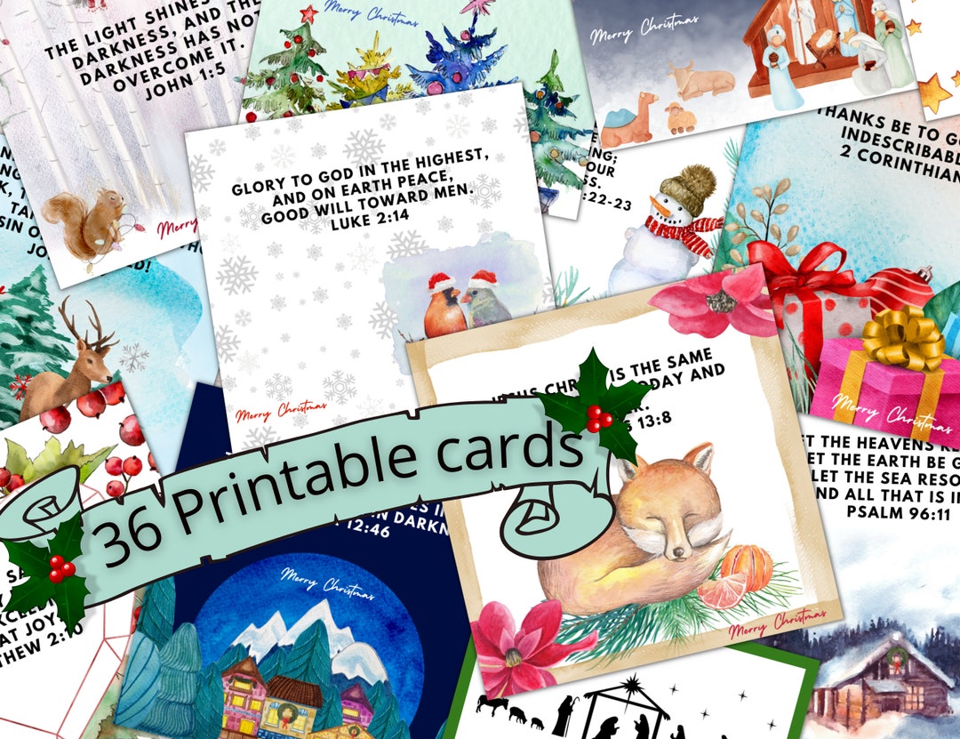 Christian Christmas Bible Verse Cards, Printable Scripture Cards ...