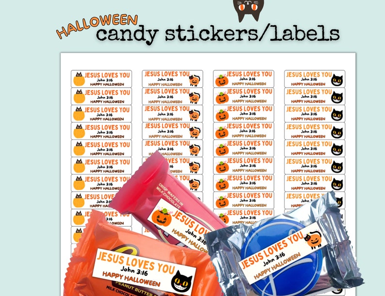 Christian Halloween, Printable Stickers Labels for Candy, Christian ...