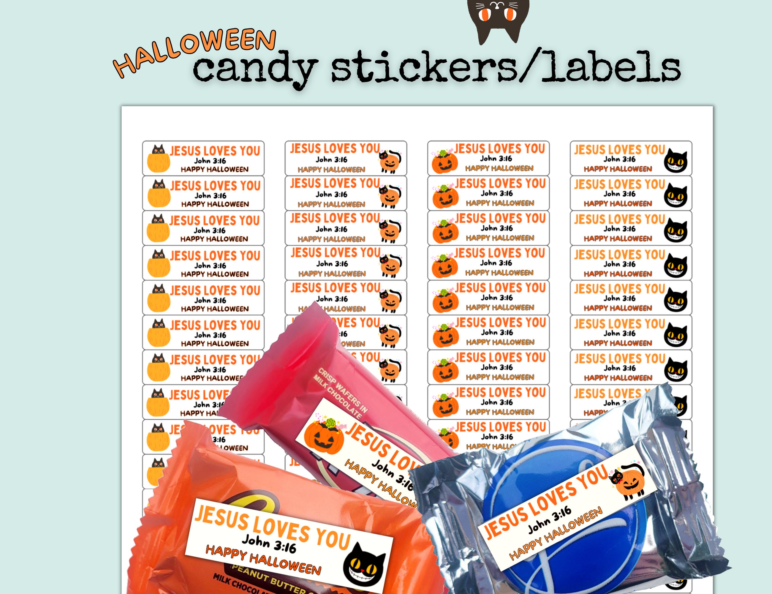 Christian Halloween, Printable Stickers Labels for Candy, Christian ...