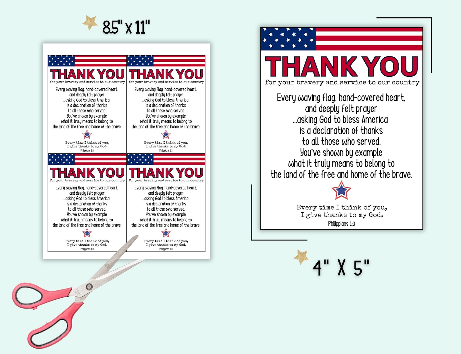 Thank You Cards for Veterans, Thank You Veterans, Printable Veterans ...