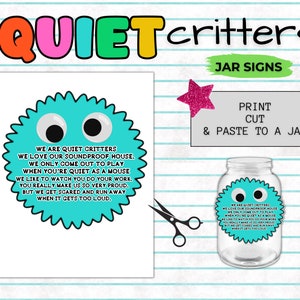 Quiet Critter Poem Sign for Jar, Classroom Behavior Management Fuzzies ...