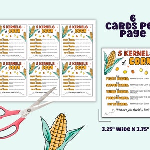 5 Kernels of Corn, Thanksgiving Blessing Cards & Poem, the Legend of ...