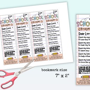 First Day of School Prayer Bookmark, Backpack Blessing Bookmark, Back ...