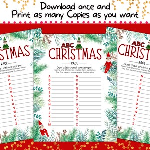 Elf Christmas ABC Race Game, Printable Elf Game, Kids Elf Game, Elf ...