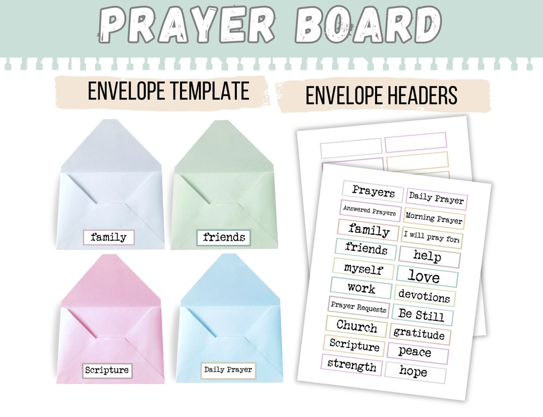 Prayer Board Kit, Prayer Board Envelopes & Headers, Printable Christian ...