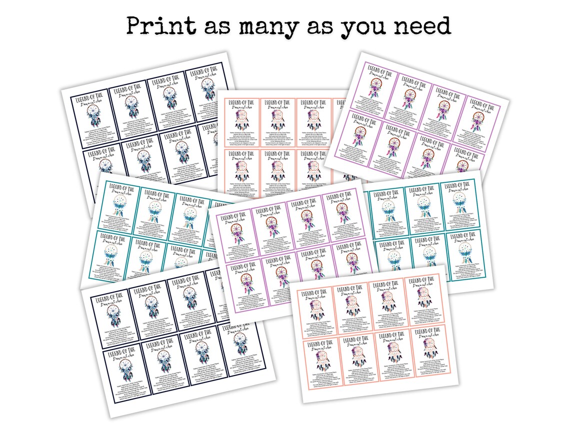 The Legend of the Dreamcatcher Cards, Printable Dream Catcher Cards ...