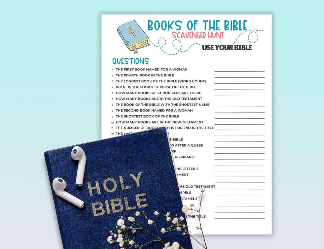 Books of the Bible Scavenger Hunt Game, Printable Church Game, Women's ...