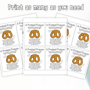 Pretzel Prayer Poem Gift Tags for Kids Church, Christian Summer Camp ...
