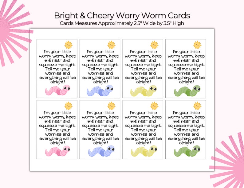 Worry Worm Tags & Worry Worm Cards for Crochet Worms, Loom Worms, the ...