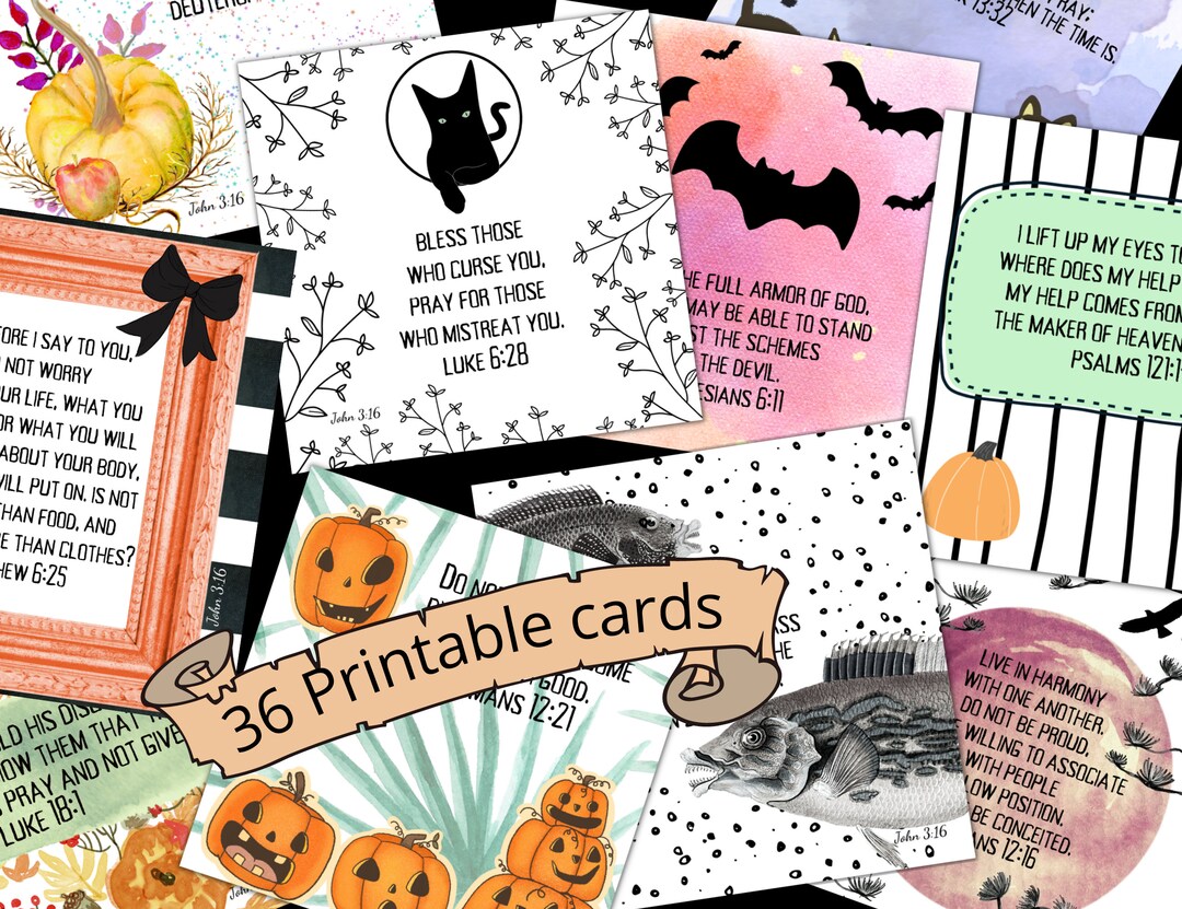 Christian Halloween Prayer Board Bible Verse Cards, Printable Scripture ...