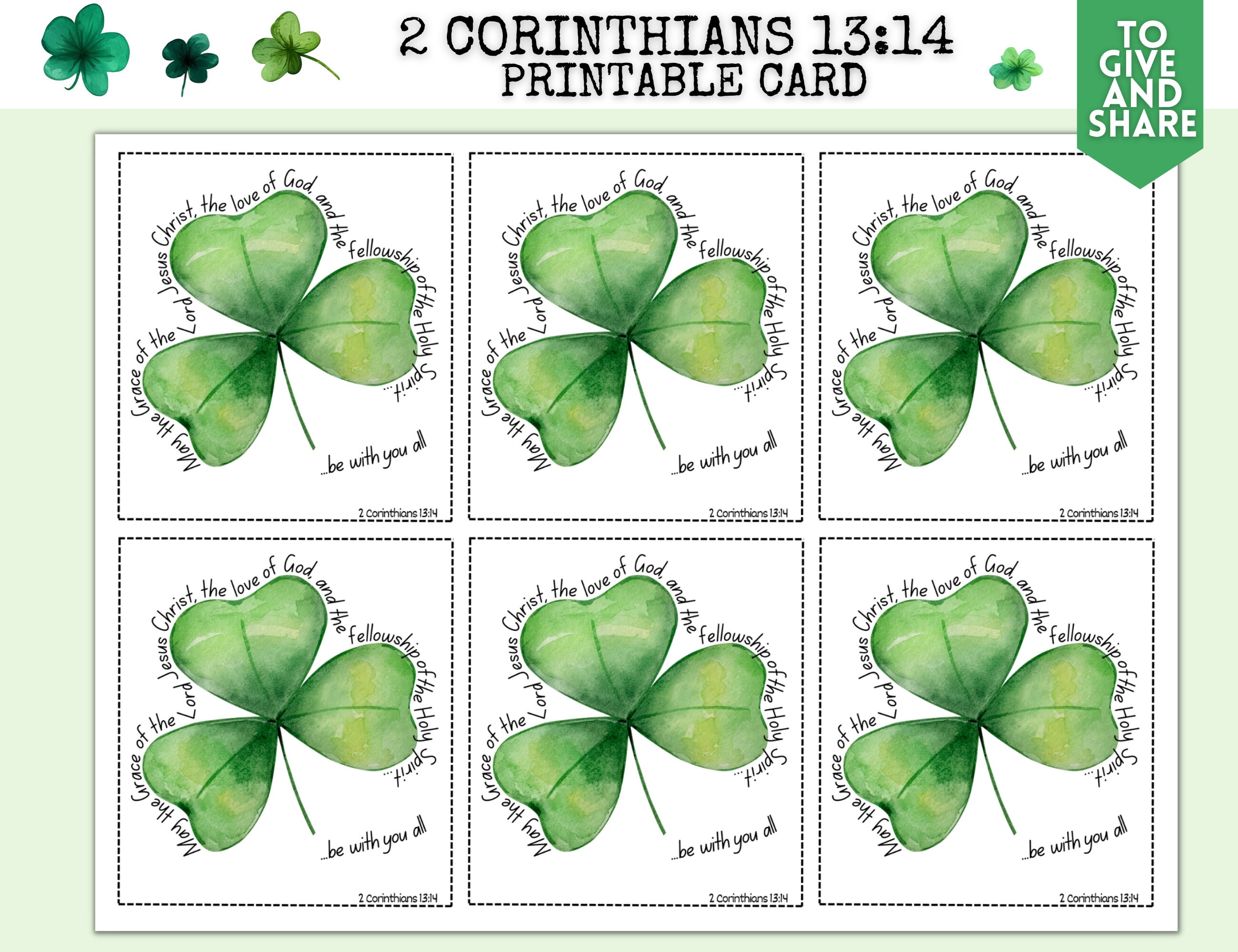 Shamrock Holy Trinity 2 Corinthians 13:14 St. Patrick's - Etsy