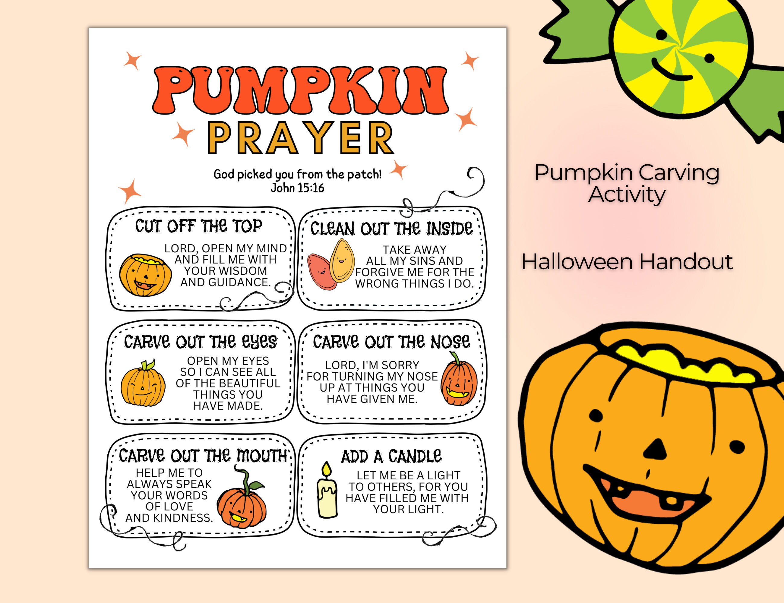 Pumpkin Carving Christian Halloween Activity, Pumpkin Prayer for ...