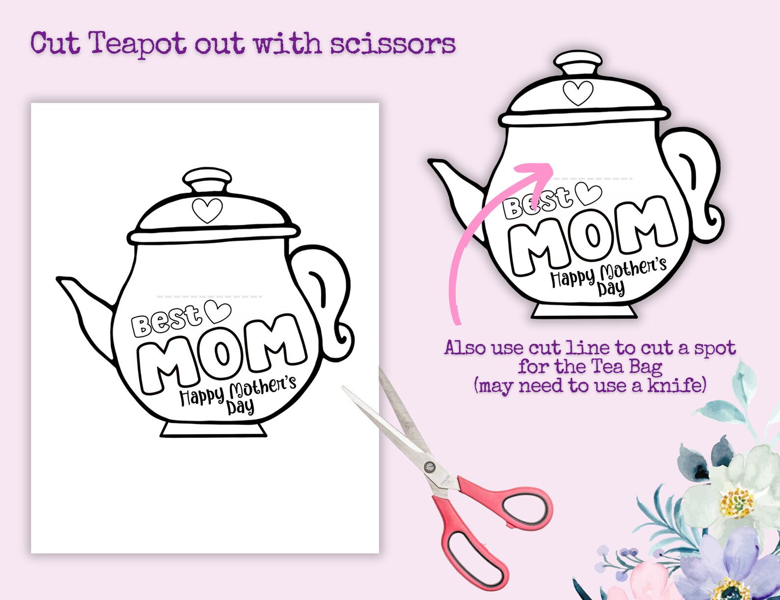 Printable Mother's Day Teapot Craft Kids Activity Tea Lover Gift for ...