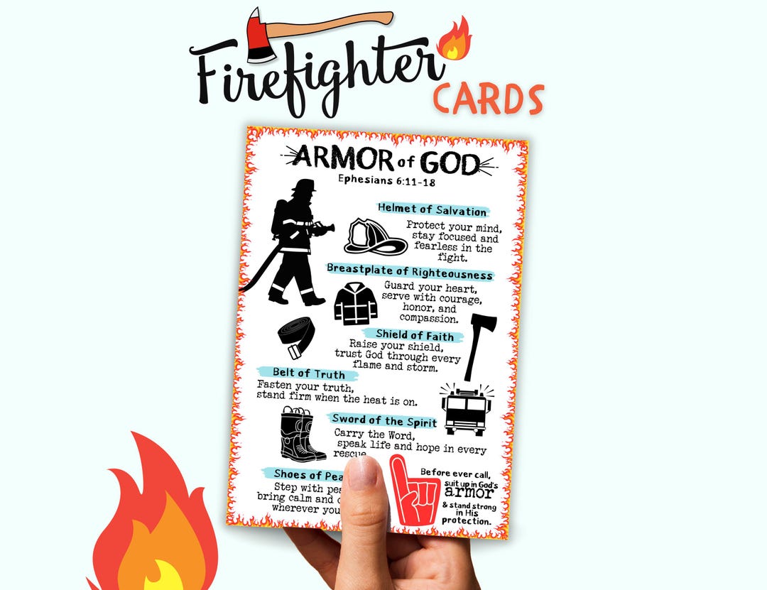Firefighter Armor of God Cards, Christian Firefighter Gift, Firefighter ...