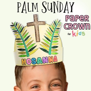 Palm Sunday Craft, Paper Crown Coloring Activity, Hosanna Palm Craft ...