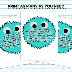 Quiet Critter Poem Sign for Jar, Classroom Behavior Management Fuzzies ...