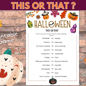 Halloween This or That, Halloween Printable Game, Halloween Party Game ...