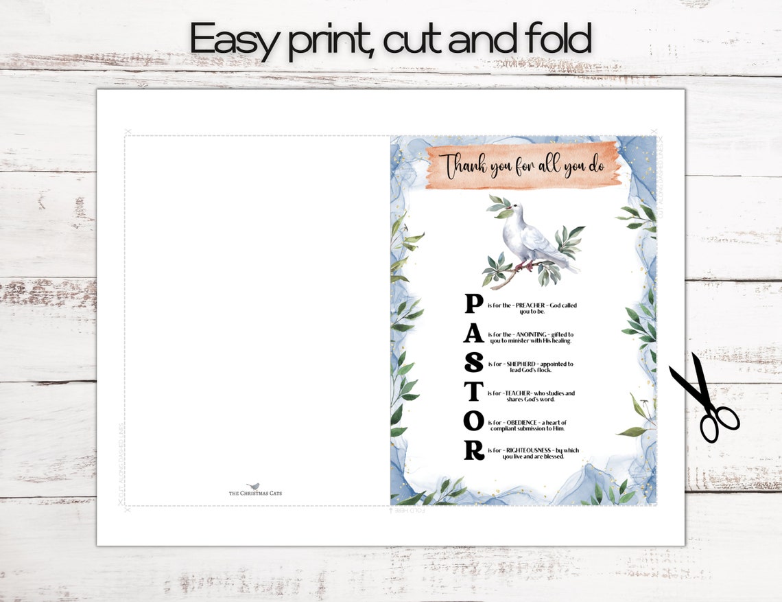 Pastor Card, Pastor Appreciation Card, Pastor Thank You Card, Gift for ...