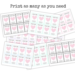 Pocket Hug Cards, Pocket Hug Tags Printable Pocket Hug Token Cards ...