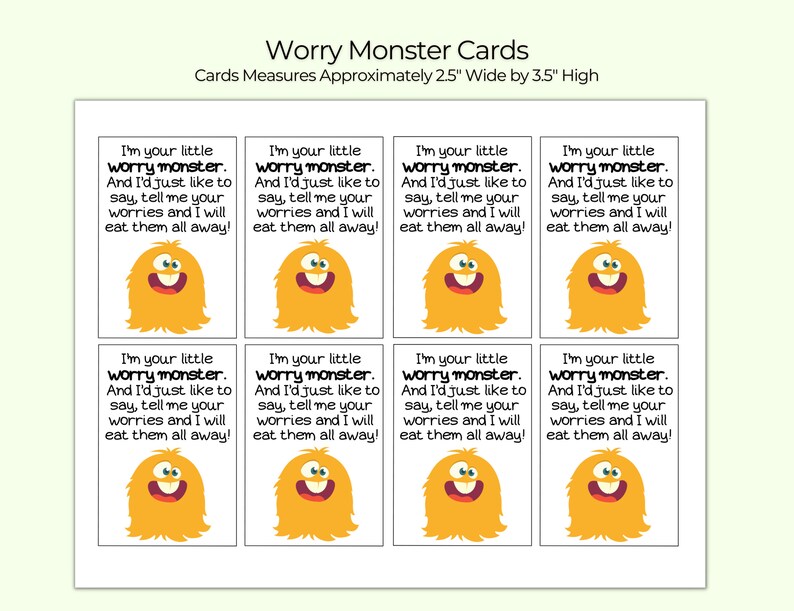 Worry Monster Tags & Worry Monster Cards for Crochet Monsters and Worry ...