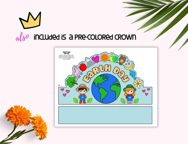 Earth Day Activity for Kids, Earth Day Printable Paper Crown, Earth Day ...