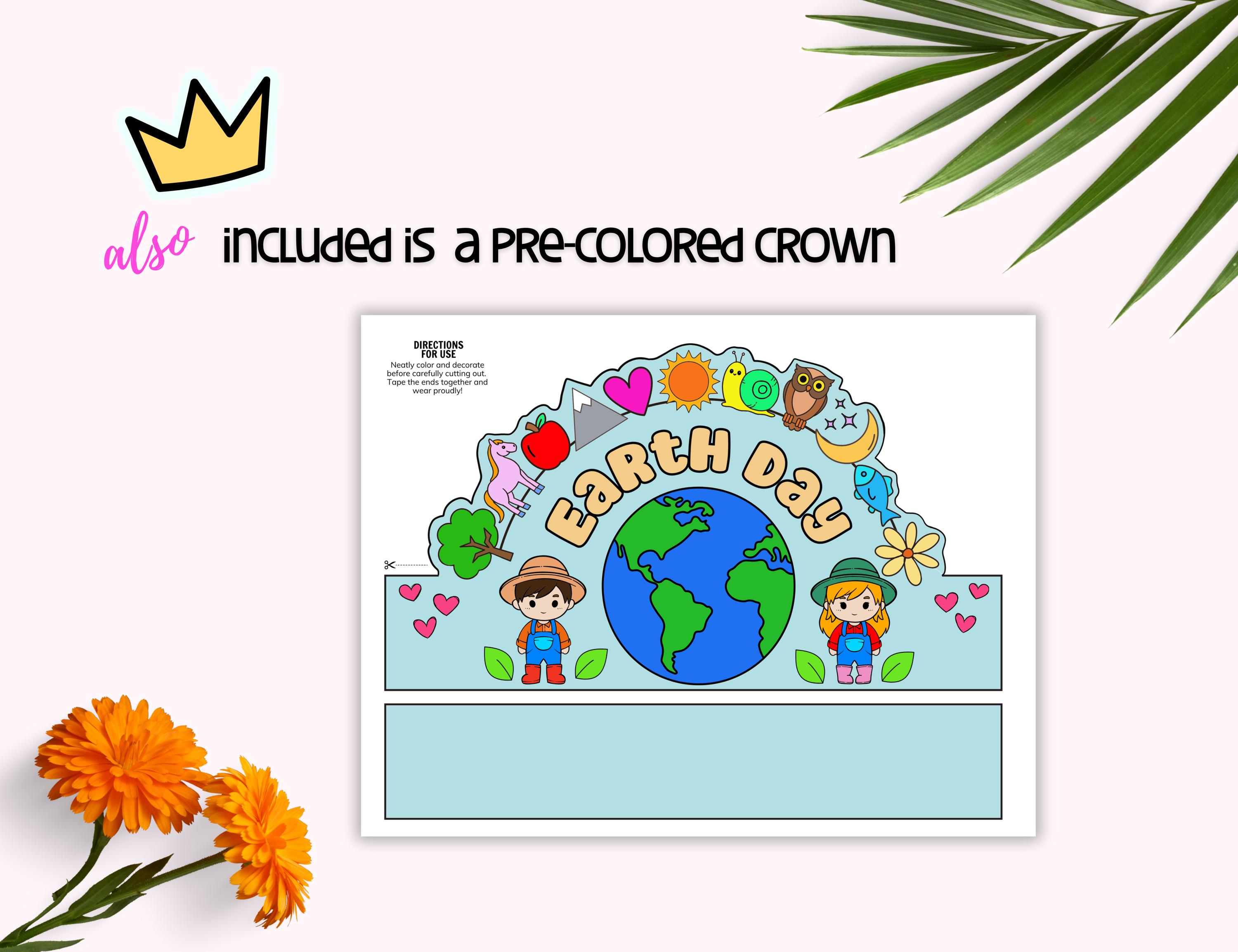 Earth Day Activity for Kids, Earth Day Printable Paper Crown, Earth Day ...