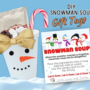 Snowman Soup Hot Chocolate Gift Tags, Hot Chocolate Christmas Gift Tags ...