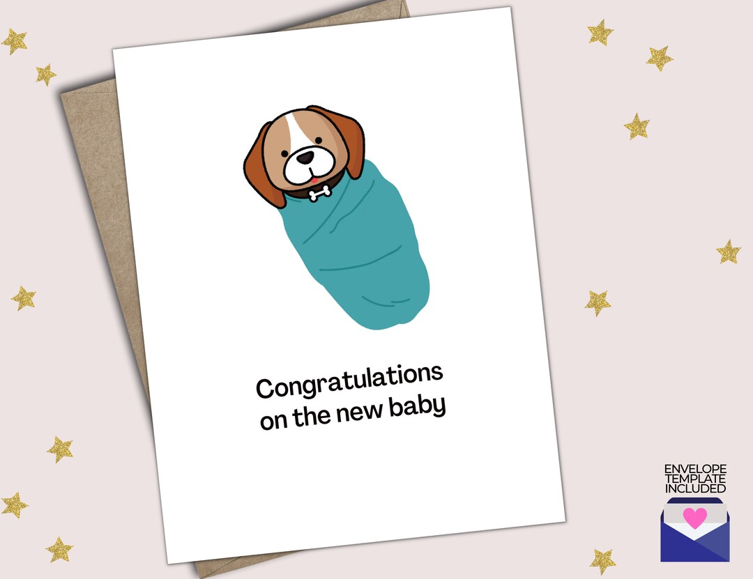 Congratulations on New Dog Card, New Puppy Card, Swaddled Dog Card ...