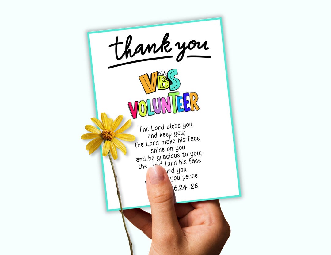 VBS Thank You Cards for Volunteers, Vacation Bible School Prayer Cards ...
