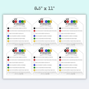Colors of Salvation Bracelet Craft Cards & Tags, Printable Bible Lesson ...