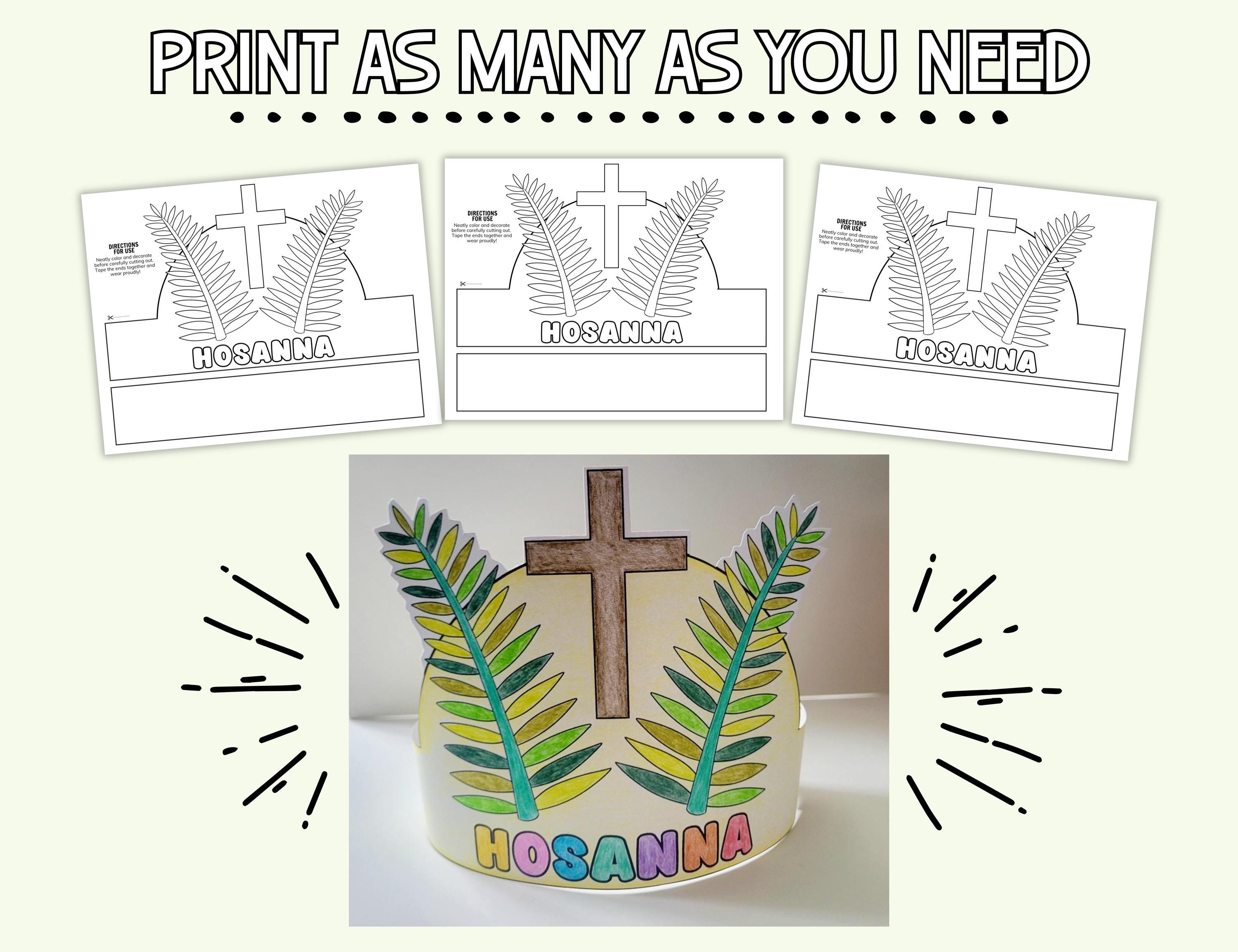 Palm Sunday Craft, Paper Crown Coloring Activity, Hosanna Palm Craft ...