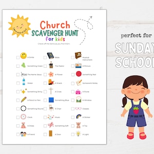 Church Scavenger Hunt for Kids, Sunday School Game, Indoor Scavenger ...