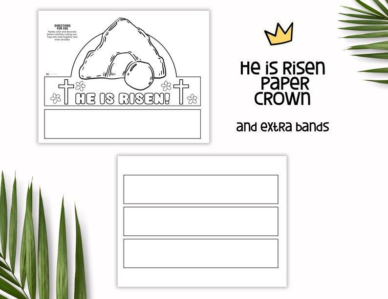 He is Risen Easter Sunday Craft, Paper Crown Coloring Activity, Easter ...
