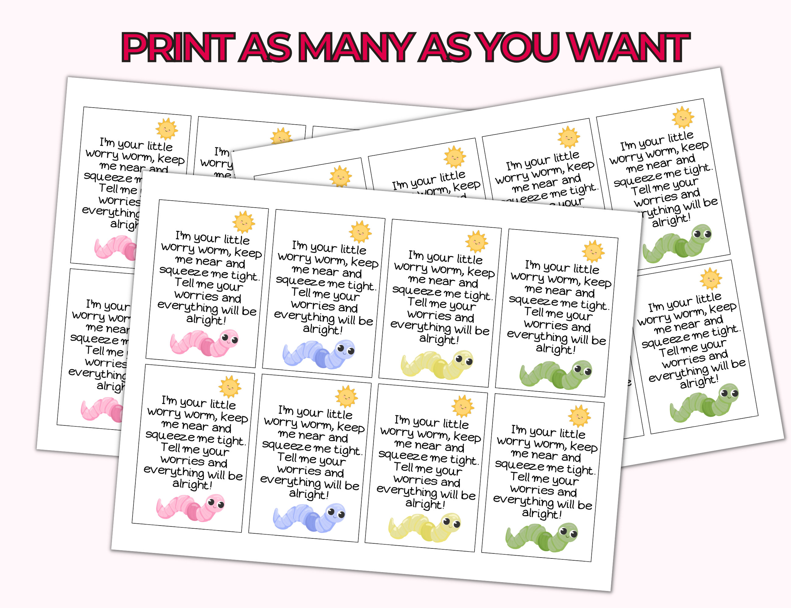 Worry Worm Tags & Worry Worm Cards for Crochet (Download Now) - Etsy