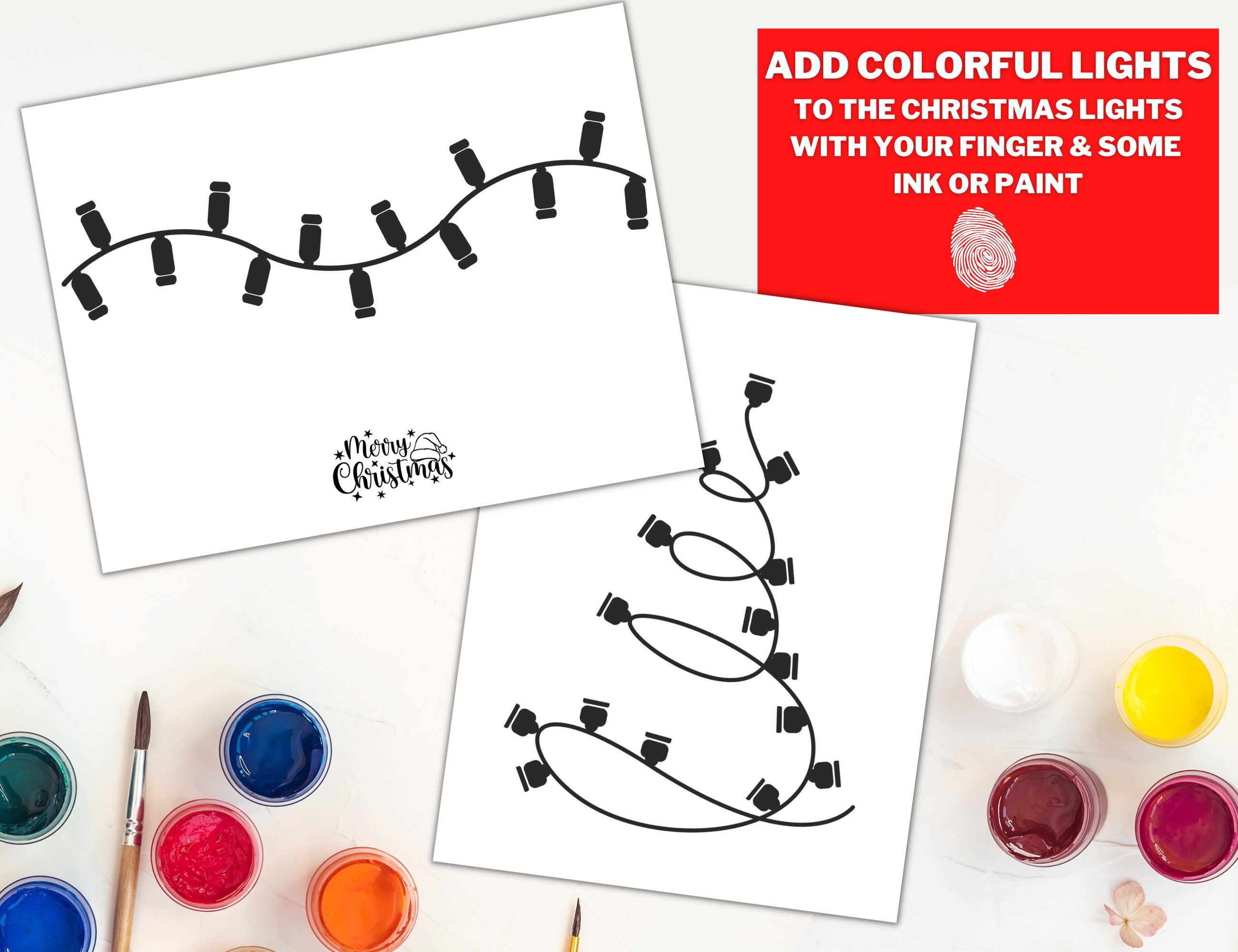 Christmas Tree Lights Fingerprint Craft, Thumbprint Craft for Kids ...