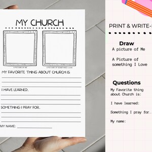 Church Activity Sheet for Sunday School, Church Pastor Gift, Kids ...