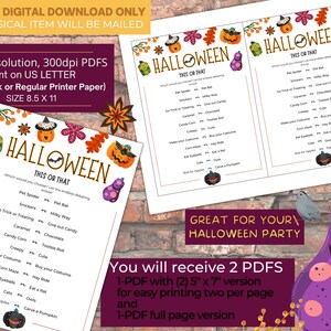 Halloween This or That Halloween Printable Game Halloween - Etsy