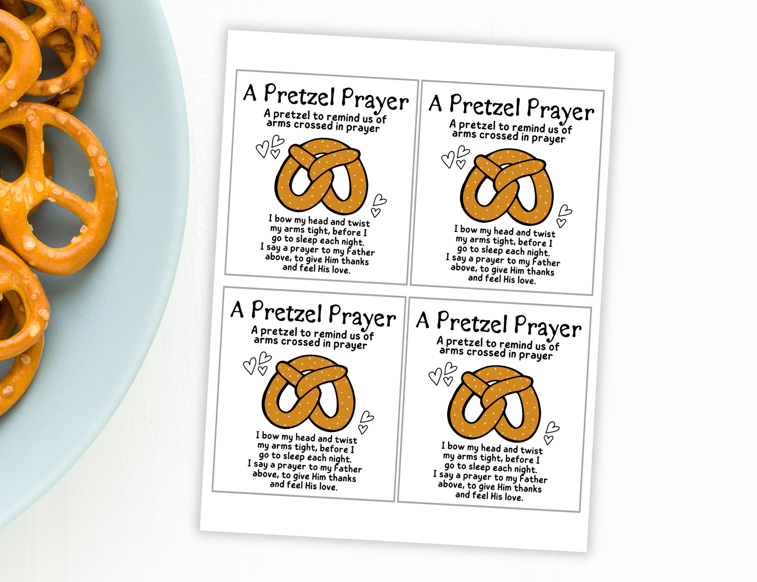 Pretzel Prayer Poem Gift Tags for Kids Church, Christian Summer Camp ...