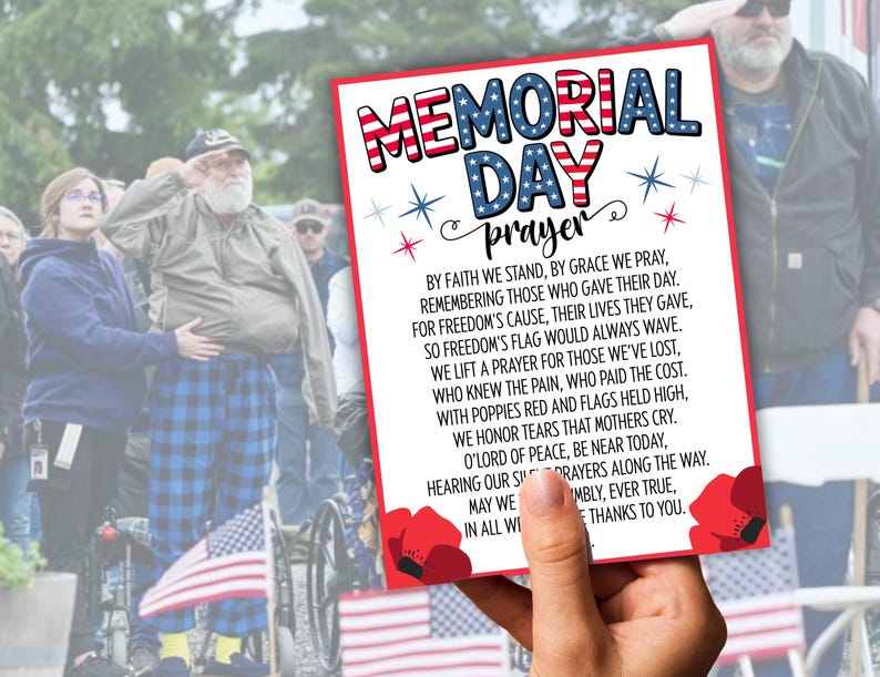 Memorial Day Cards, Memorial Day Prayer, Memorial Day Handout Cards ...