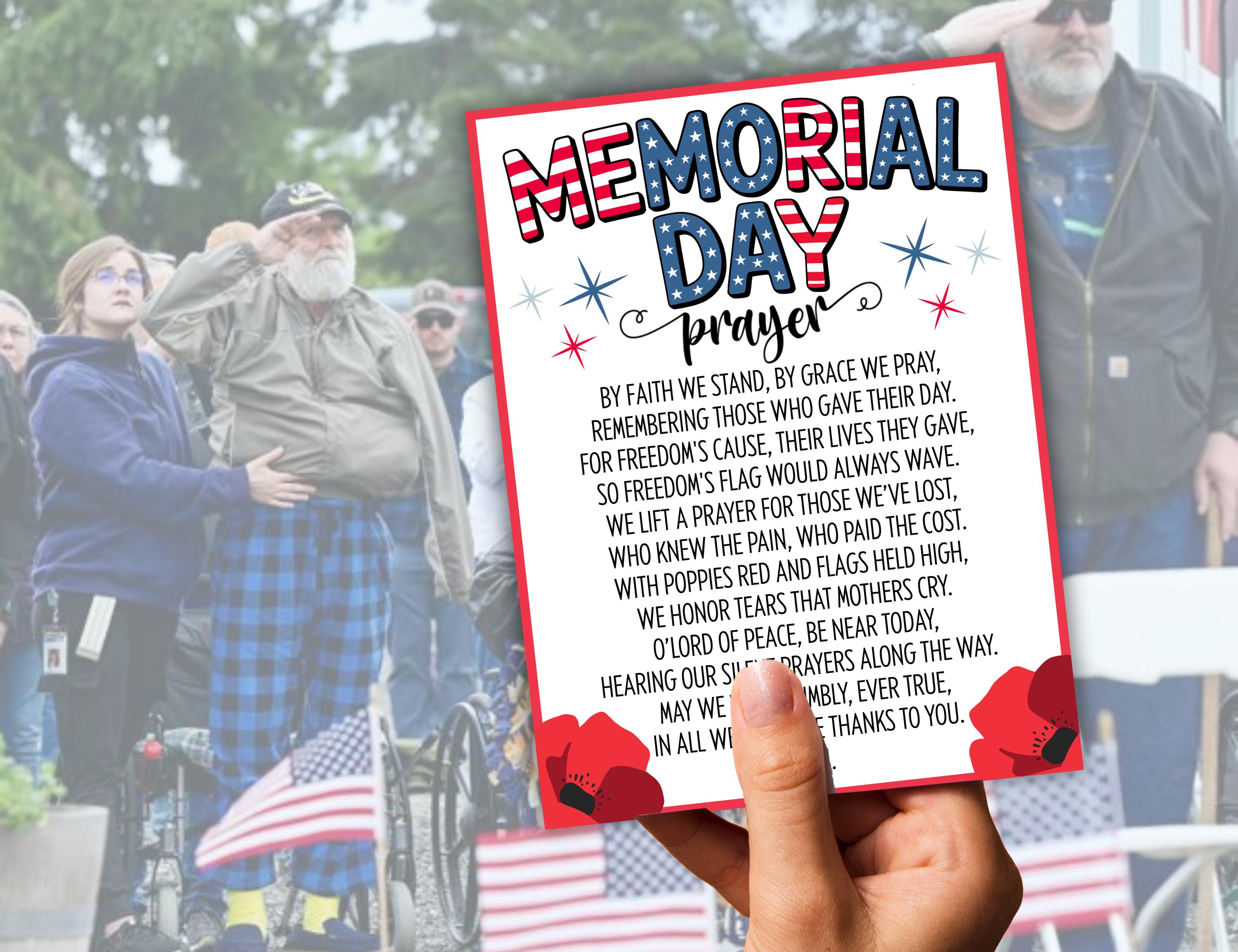 Memorial Day Cards, Memorial Day Prayer, Memorial Day Handout Cards ...