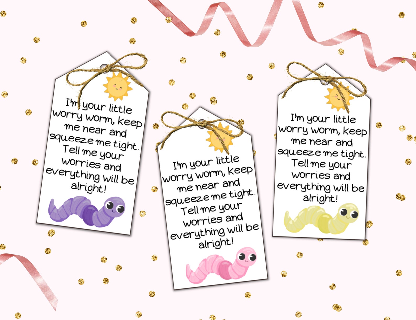 Worry Worm Tags & Worry Worm Cards for Crochet Worms, Loom Worms, the ...