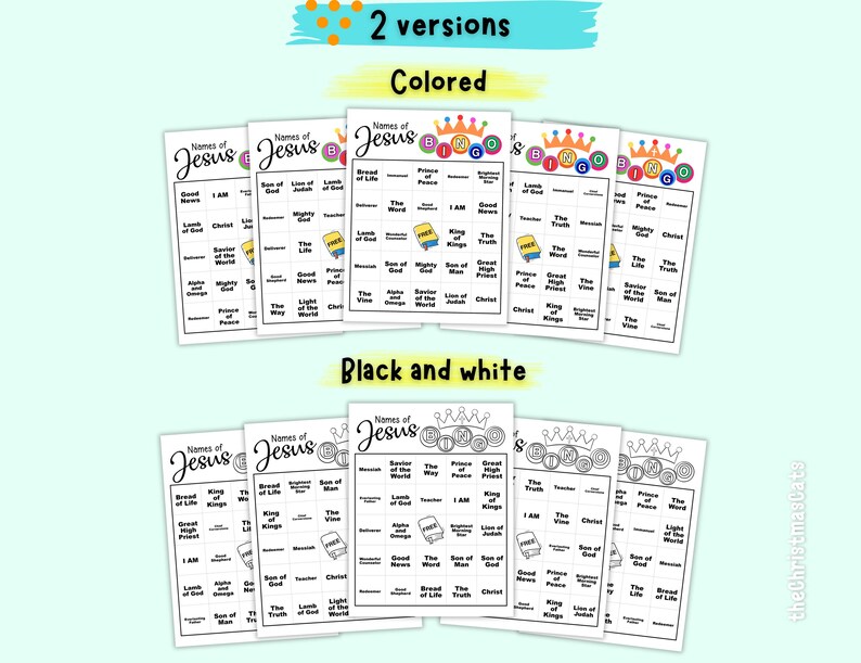 Names of Jesus Bingo Game, Printable Christian Game for Church Party or ...