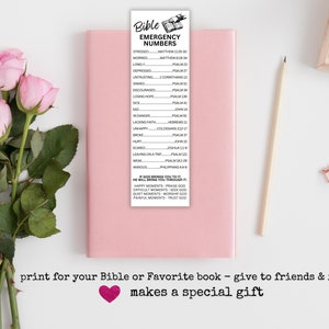 Bible Emergency Numbers Bookmark Printable, Emergency Bible Verse ...