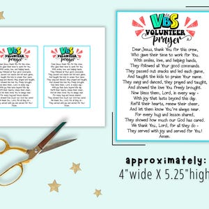 VBS Thank You Cards for Volunteers, Vacation Bible School Prayer Cards ...
