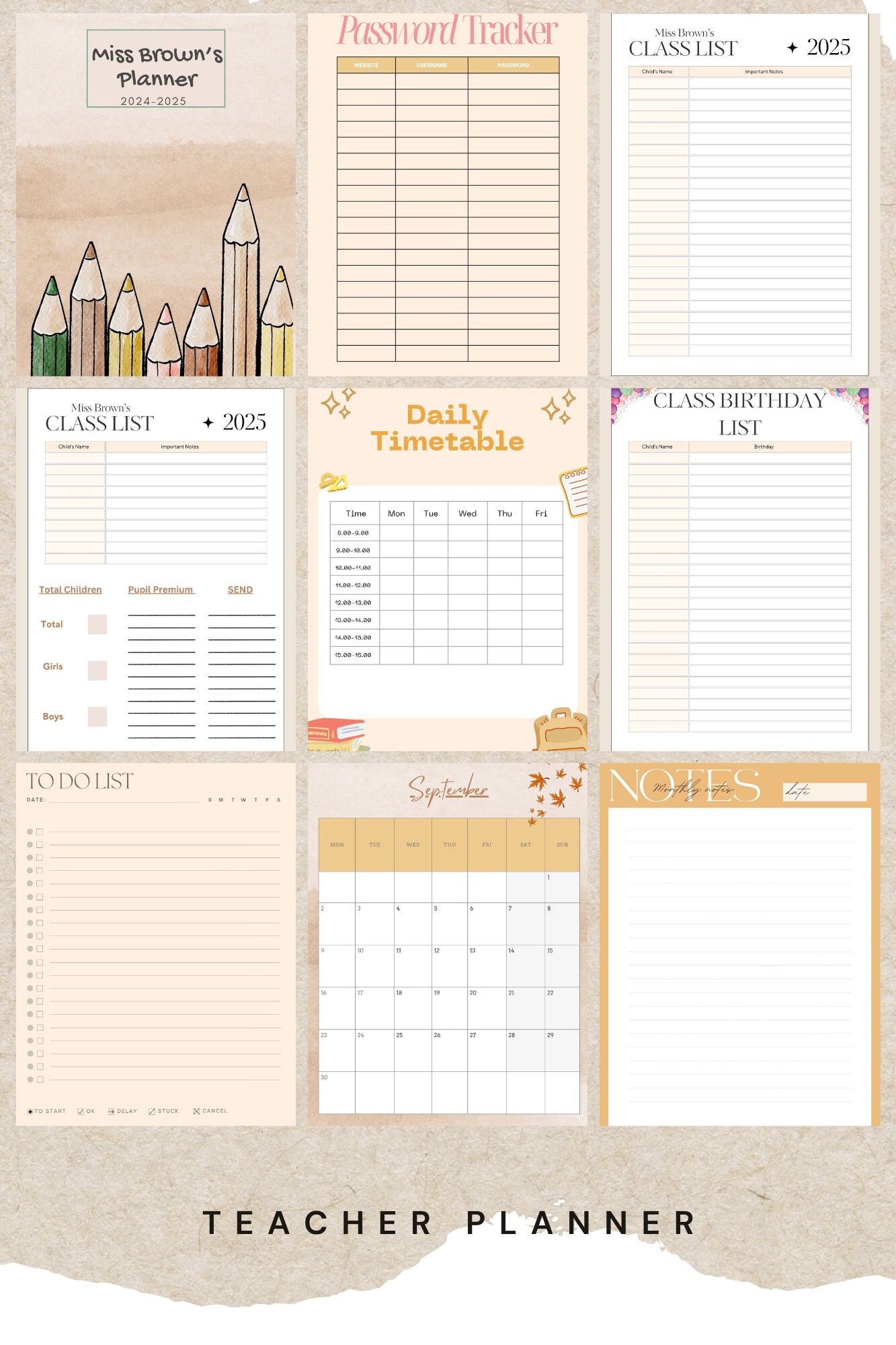Teacher Class Planner/ Organiser 2024-2025 Calendar Note Keeping - Etsy