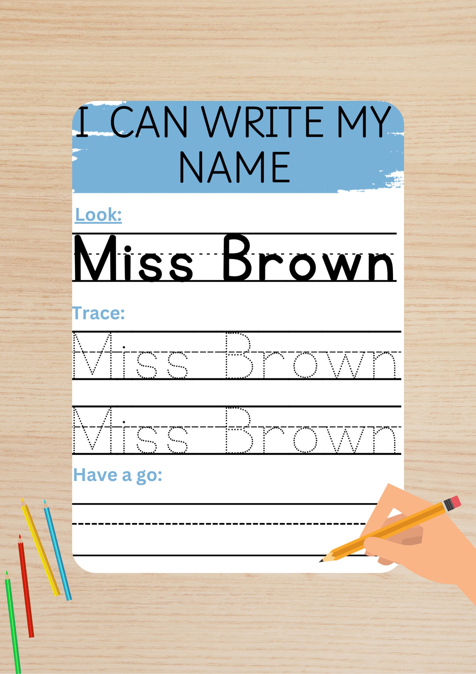 Customised Name Writing Practice Sheet Personalised Name Tracing ...